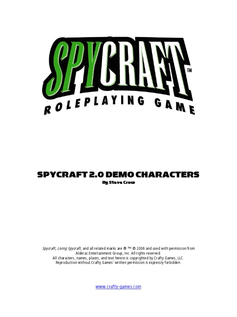 Spycraft Demo Characters-V4 | PDF