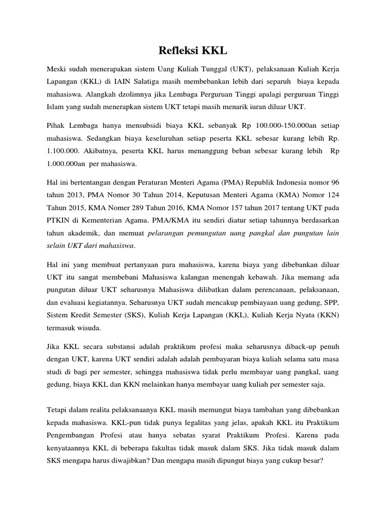 Refleksi KKL | PDF | Karier & Perkembangan | Bisnis