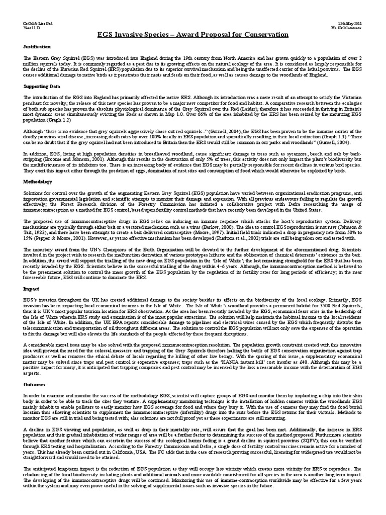 EGS Invasive Species - Award Proposal For Conservation - or Gil and ...