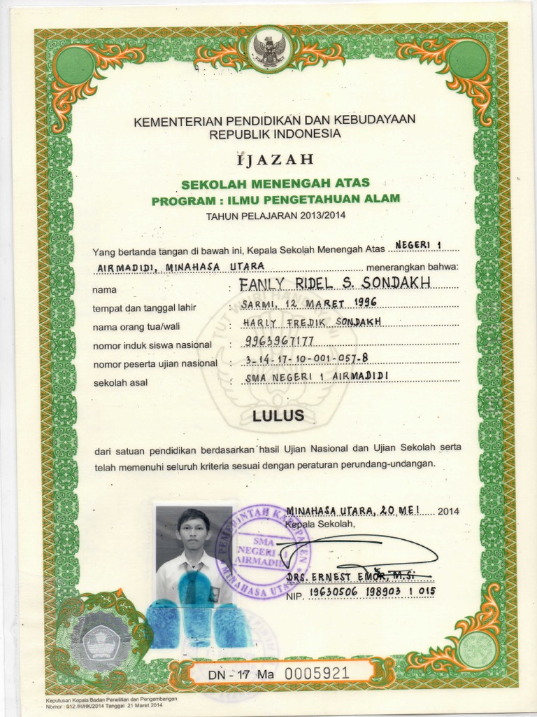 Ijazah Sma Asli | PDF