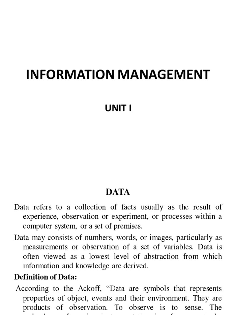 Information Management Unit I Mba Anna University | PDF | Human ...