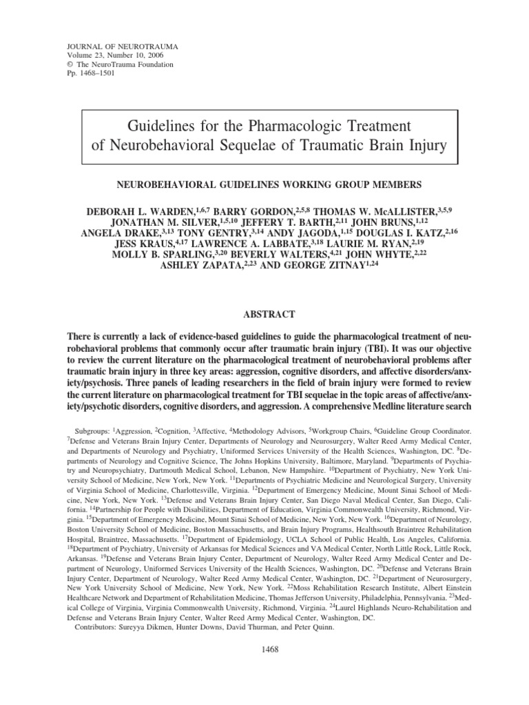 Journal Neurotrauma | PDF | Traumatic Brain Injury | Major Depressive ...