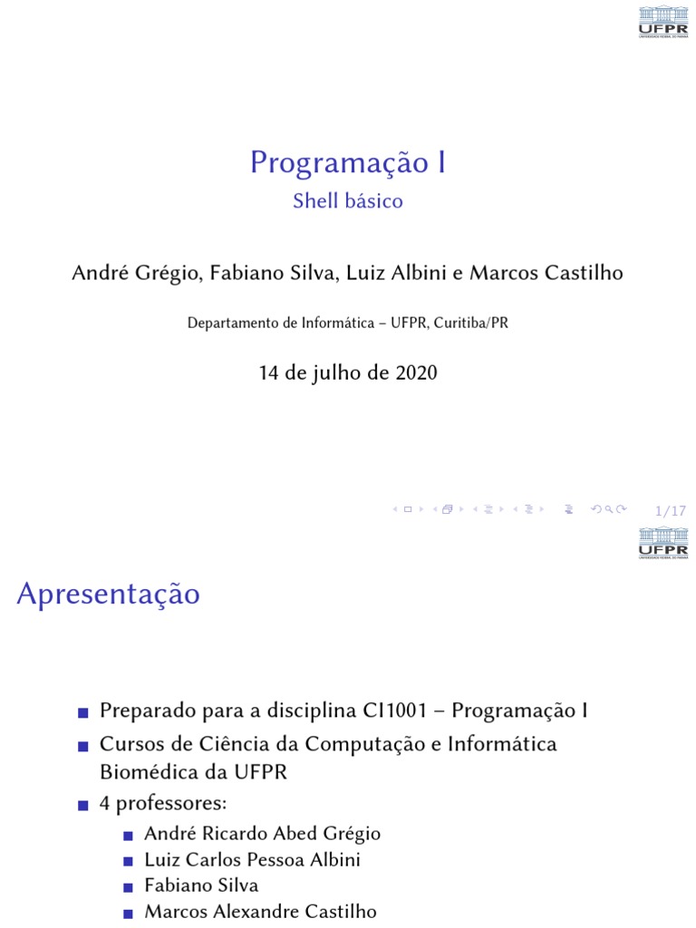 0 Apresentacao | PDF | Shell (informática) | Linguagem de script