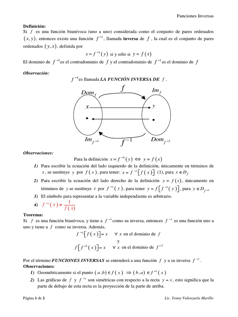 Introducción a Funciones Inversas | PDF | Función (Matemáticas) | Derivado