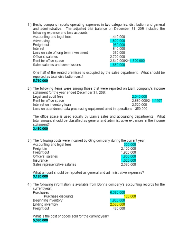 Income Statement-Mcq Problems | PDF | Cost Of Goods Sold | Net Income