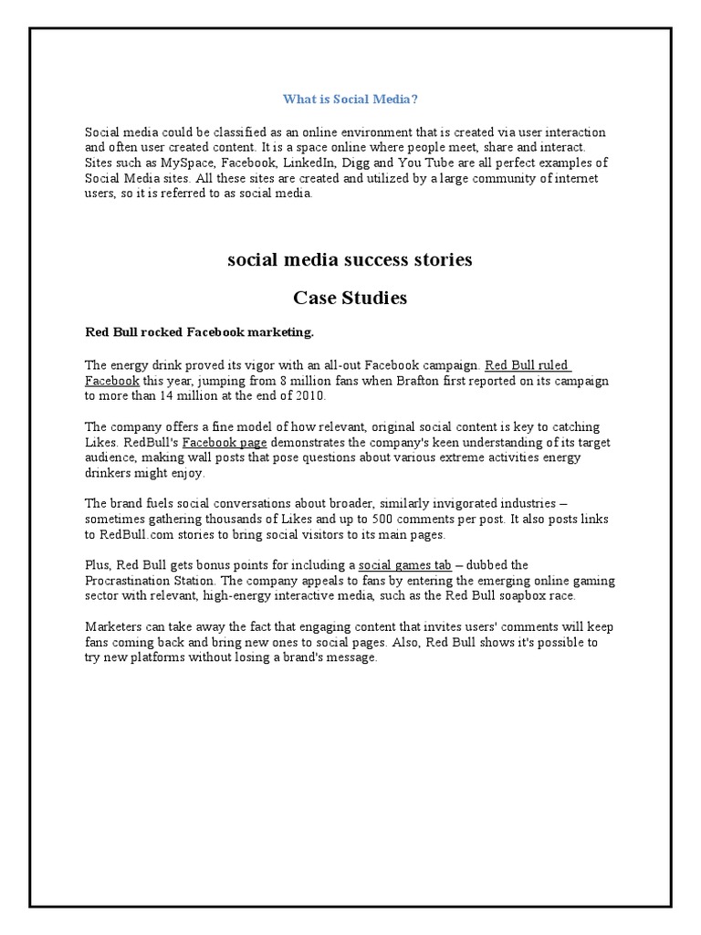 Social Media Success Stories Case Studies | PDF | Popular Culture ...