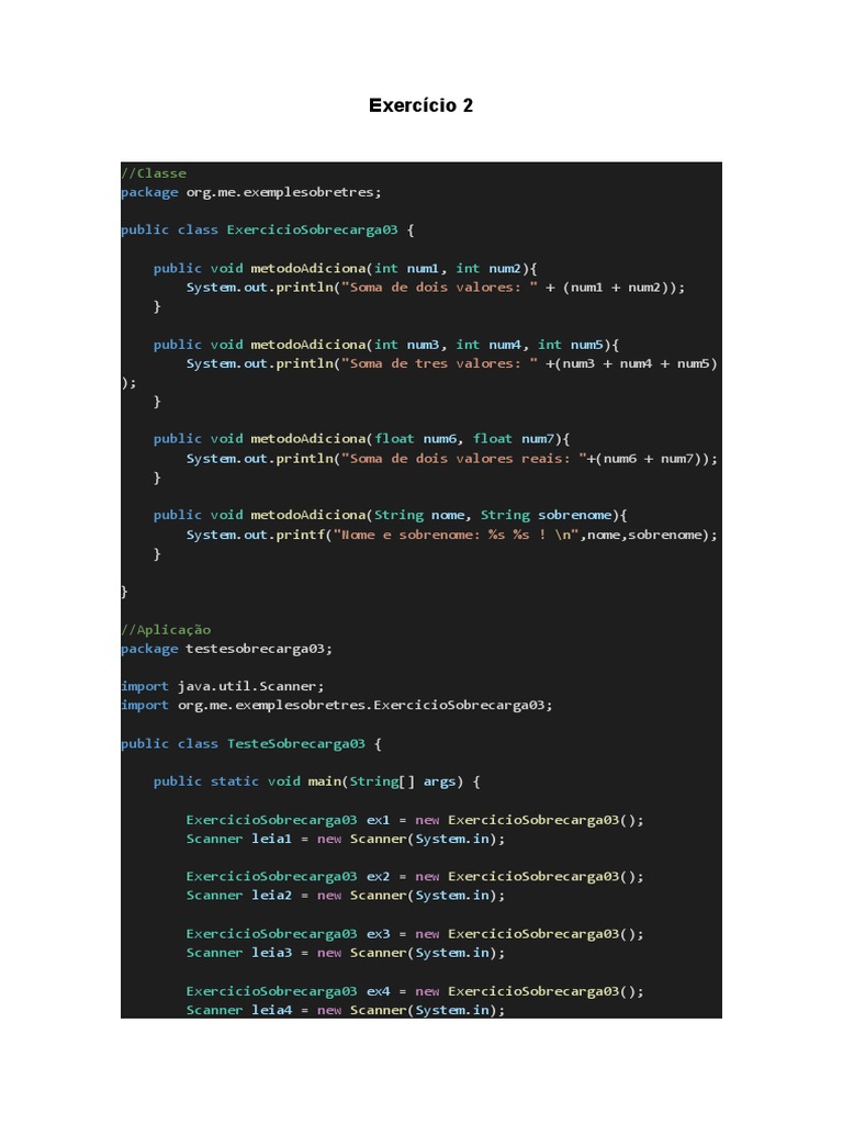 Exercício Java | PDF | Programação de computadores | Plataformas de ...