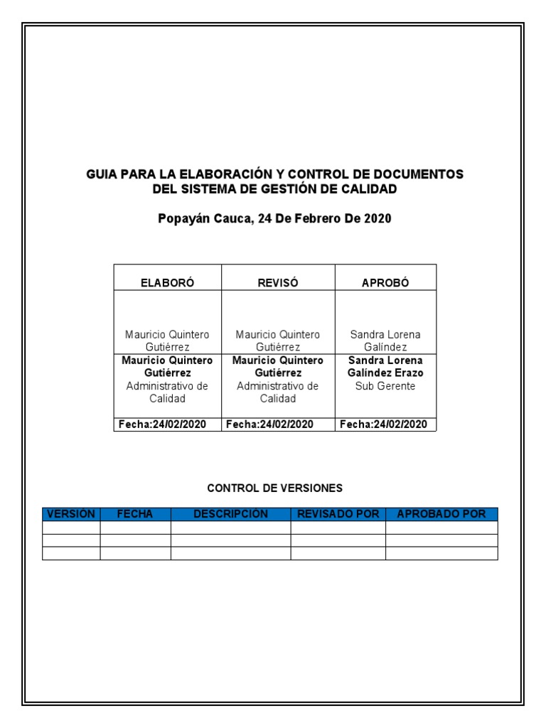 Guía de Control de Documentos SGC | PDF | Sistema de manejo de calidad ...