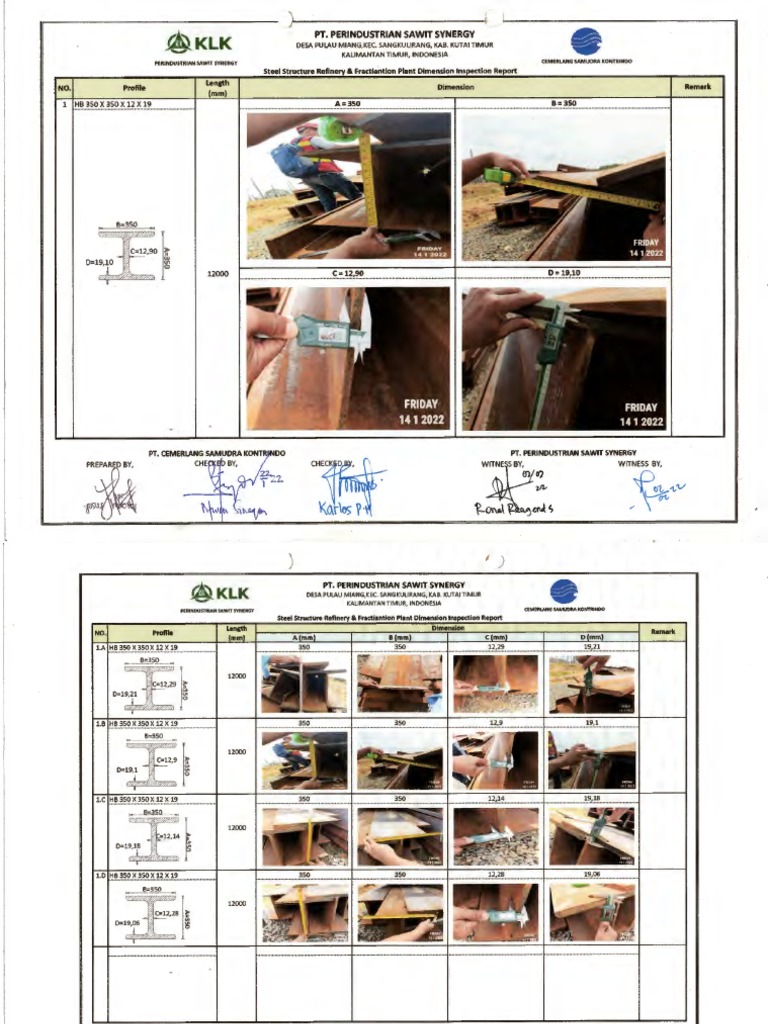Inspection Report Steel Material Thickness Inspection | PDF