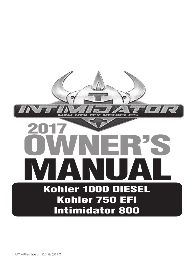 Intimidator Utv Owners Manual | PDF | Four Wheel Drive | Gasoline