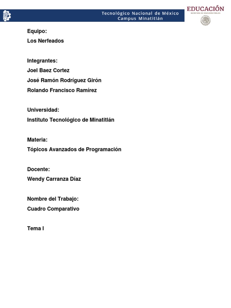 Cuadro Comparativo | PDF | Java (lenguaje de programación) | Software