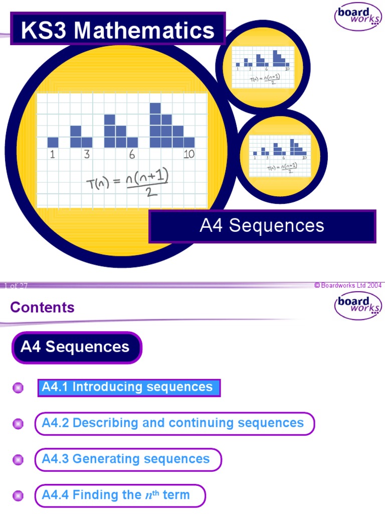 Documents - Pub - Boardworks LTD 2004 1 of 27 A4 Sequences ks3 Mathematics | PDF | Sequence ...
