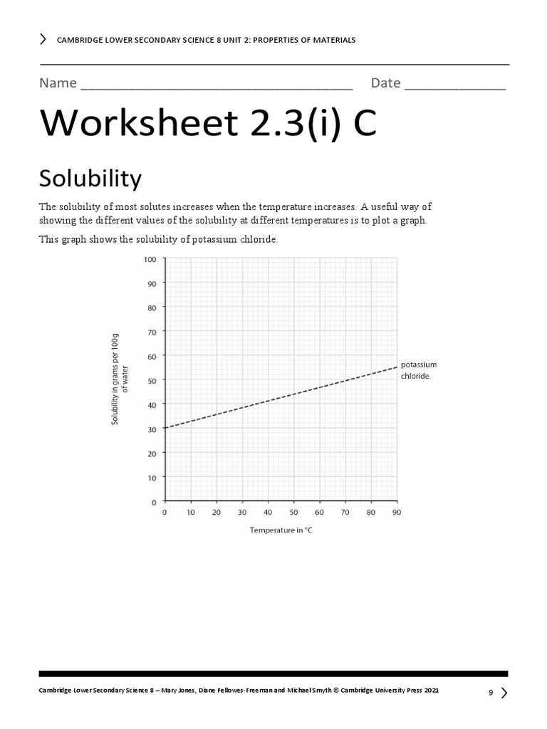 Year 8 Mid Year Revision Chapter 2 Worksheet | PDF | Solubility ...