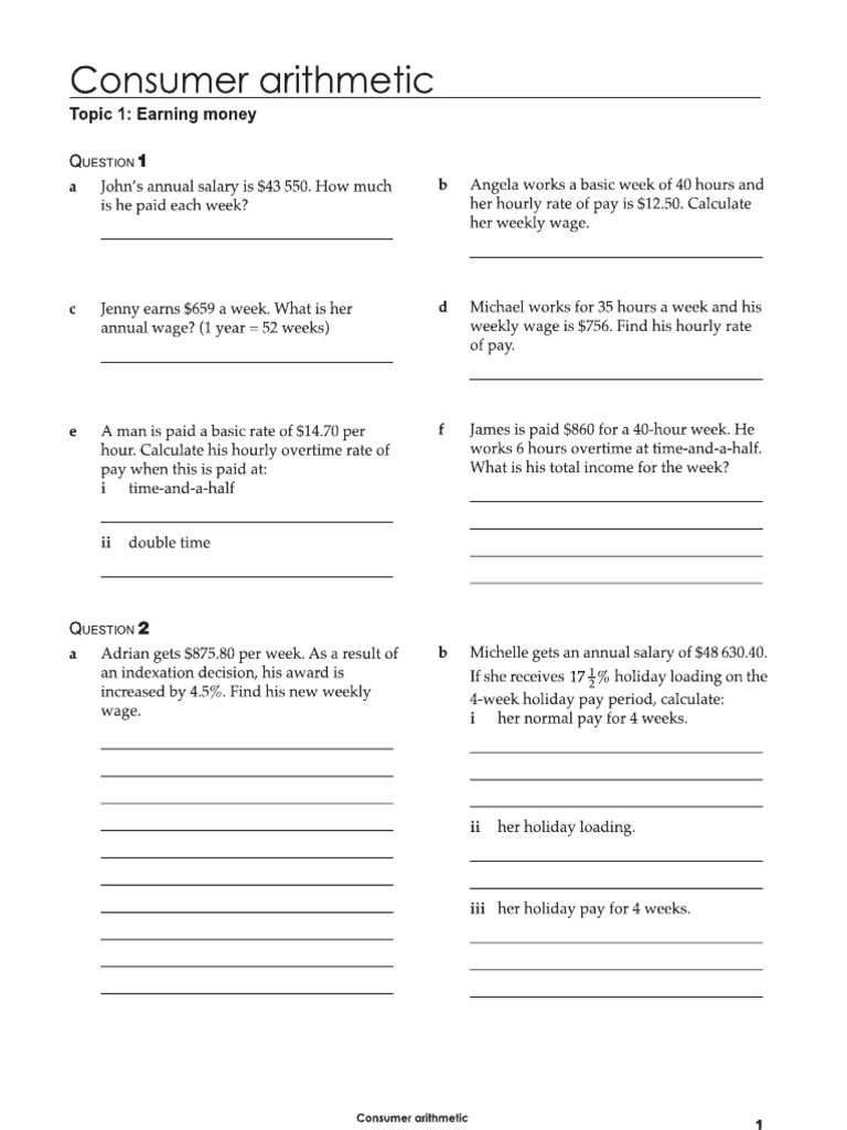 Year 12 CEC Numeracy - Consumer Arithmetic | PDF