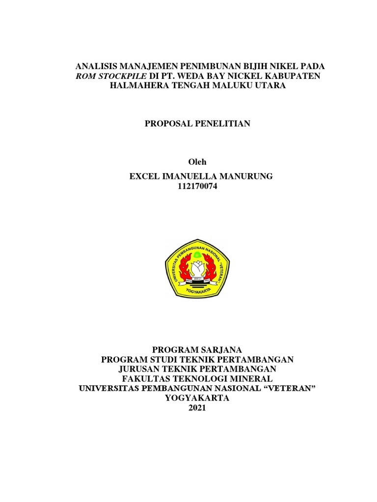Proposal Manajemen Stockpile - Excel Imanuella Manurung | PDF