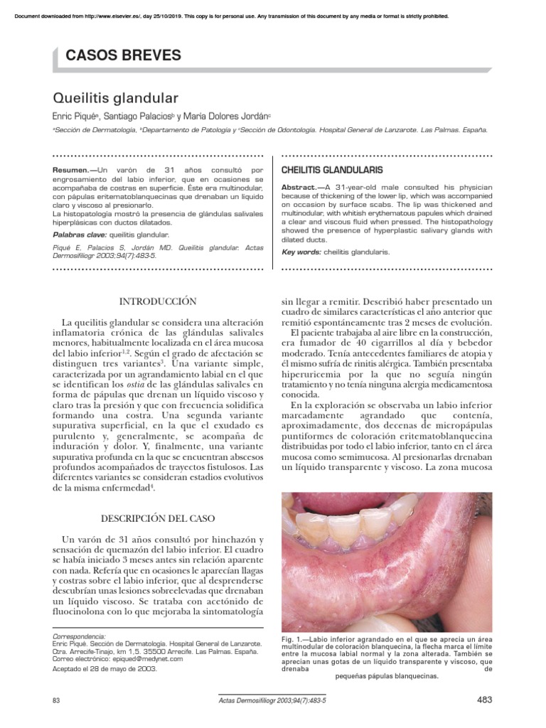 Queilitis Glandular: Casos Breves | PDF | Especialidades Medicas ...