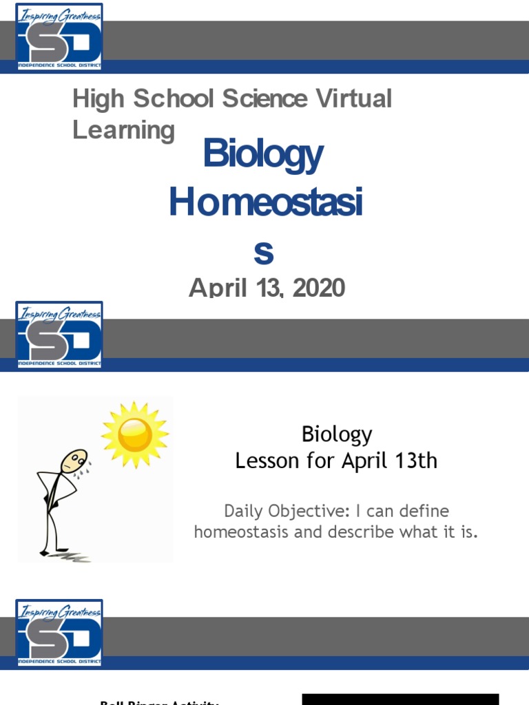 High School Science Virtual Learning: Biology Homeostasi S | Download ...