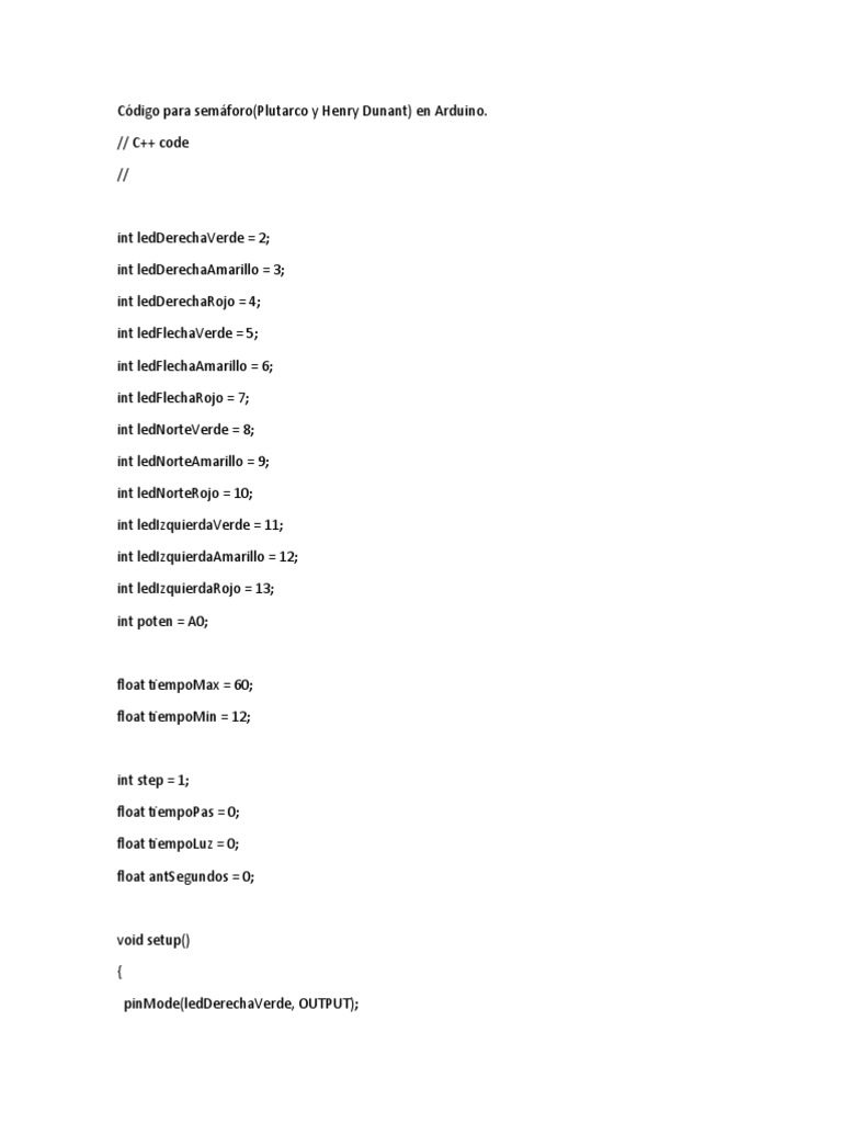 Codigo para Semaforo en Arduino, Practica 6 | PDF | Ingeniería de ...
