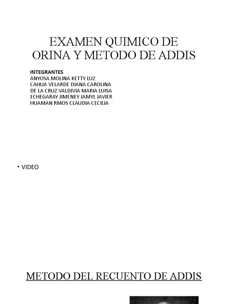 Examen Quimico de Orina y Metodo de Addis | PDF | Urología | Sistema ...