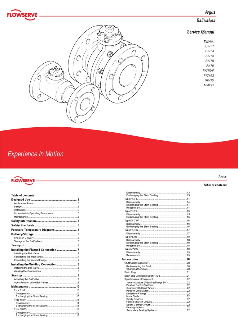 ARGUS Ball Valves Service Manual Engl | PDF | Valve | Bearing (Mechanical)