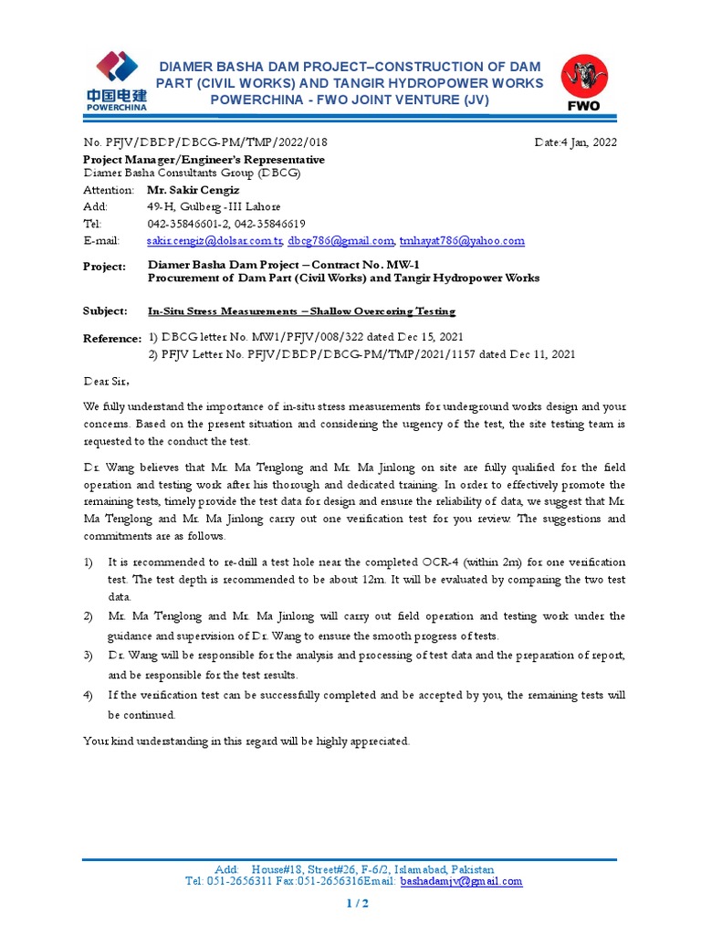PFJV-DBDP-DBCG-PM-TMP-2022-018 In-Situ Stress Measurements - Shallow ...