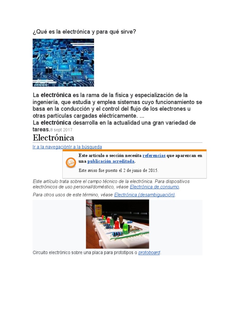 Qué Es La Electrónica y para Qué Sirve | PDF | Electrónica | Corriente ...