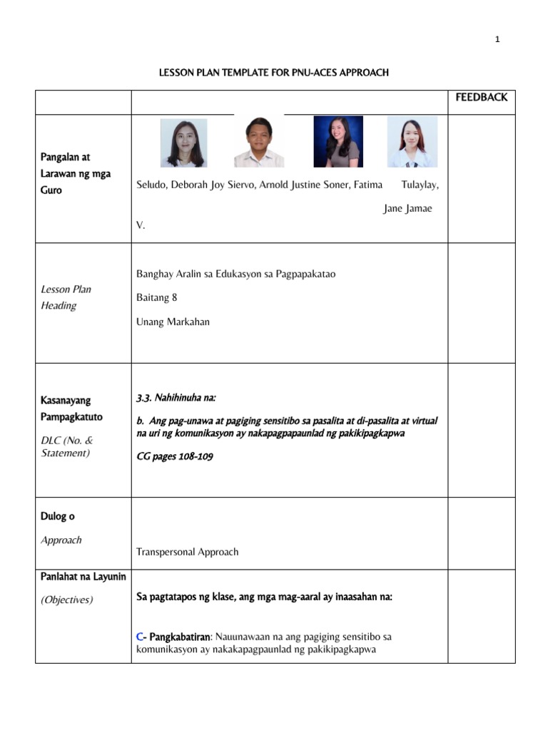 Group Lesson Plan | PDF