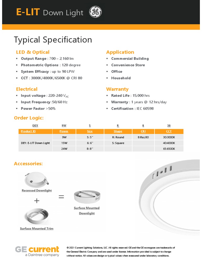 Typical Specification: Down Light | PDF | Electromagnetism | Physical ...