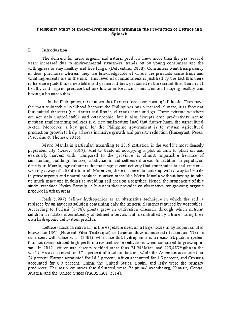 Final Feasibility Study Group 5 | PDF | Hydroponics | Return On Investment