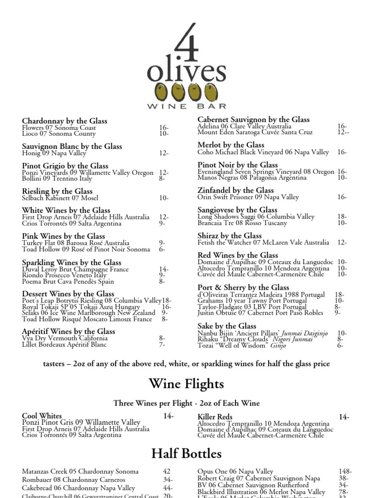 4 Olives Menu Page One | PDF