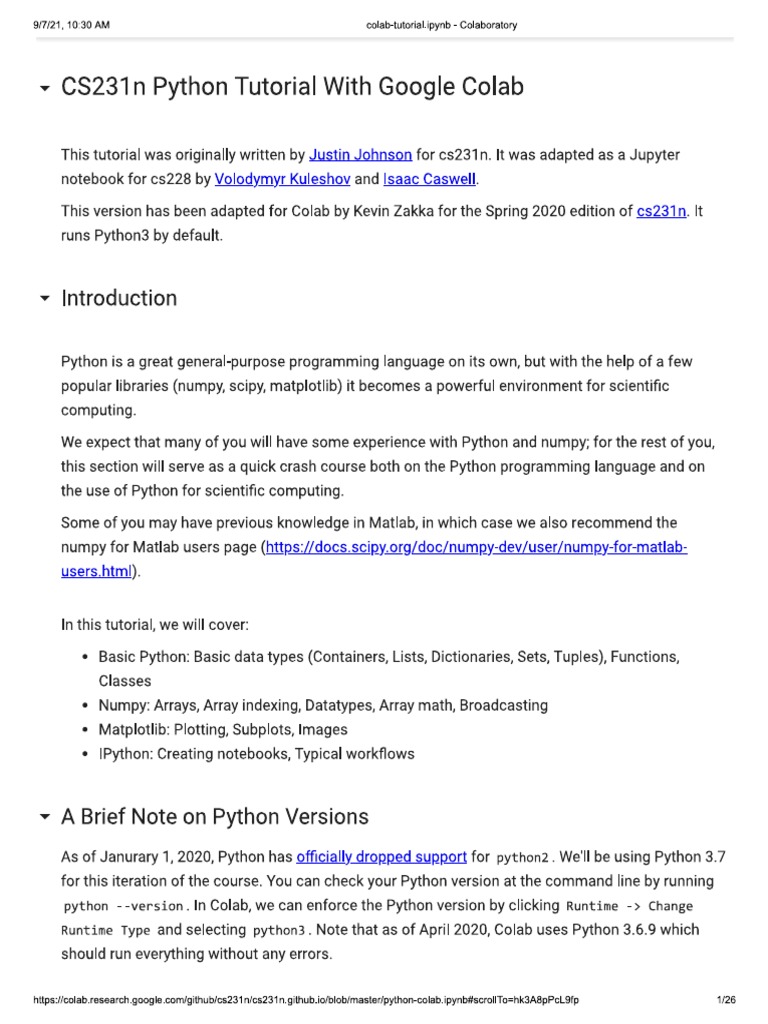 Colab Tutorial | PDF