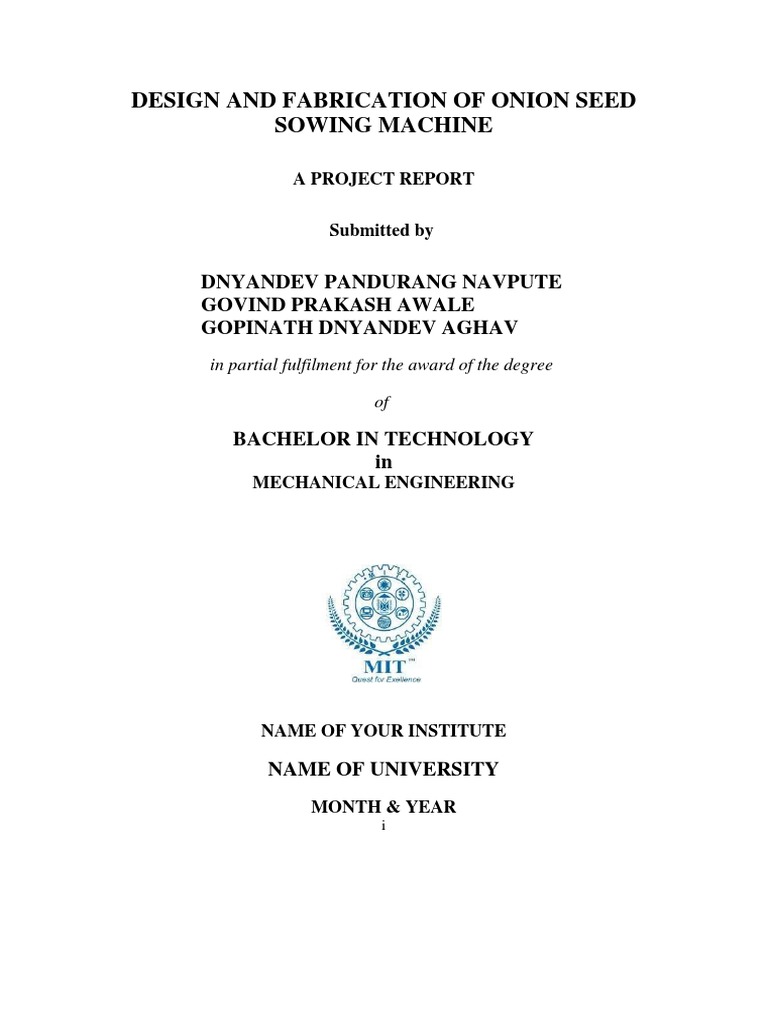 Onion Seed Sowing Machine Project Report | PDF | Technology & Engineering