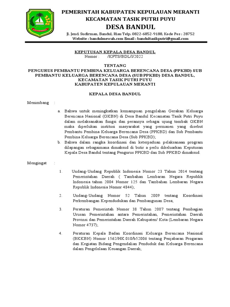 Keputusan PPKBD Desa Bandul 2021 | PDF