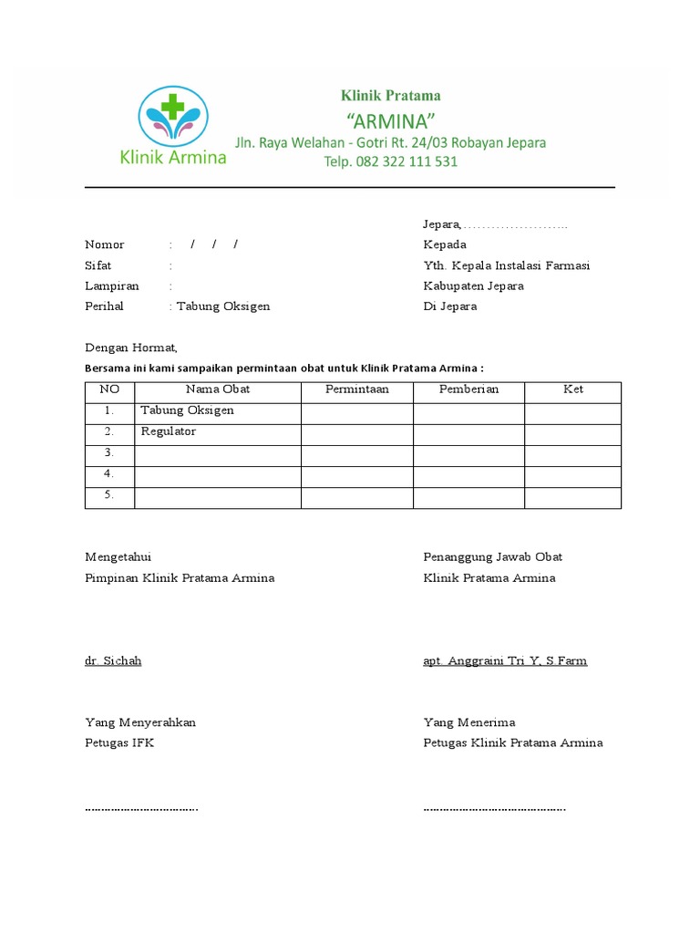 Form Permohonan Tabung Oksigen | PDF
