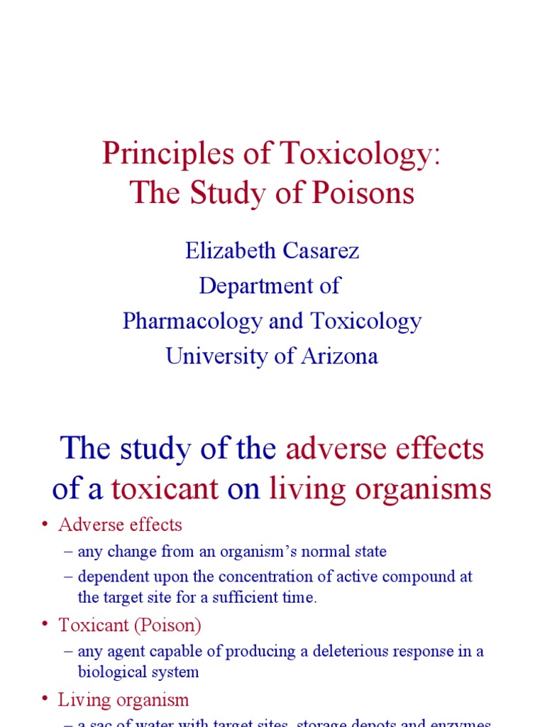 Principles of Toxicology: The Study of Poisons | PDF | Chemistry | Dose ...