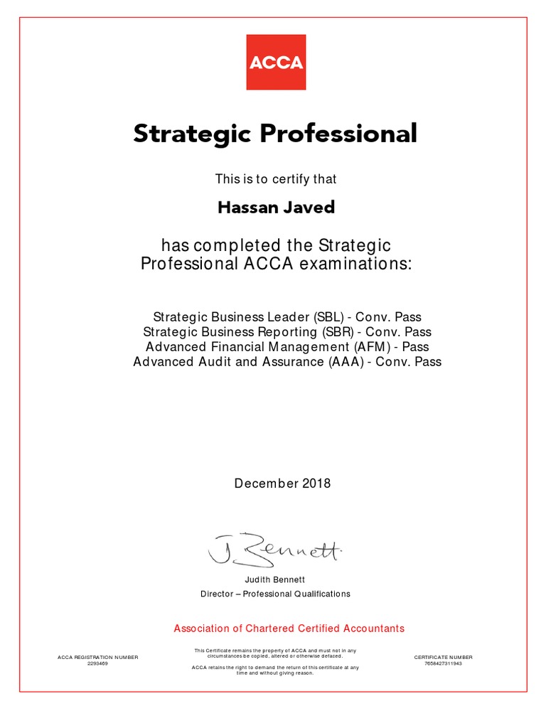 ACCA Strategic Professional Certificate | PDF