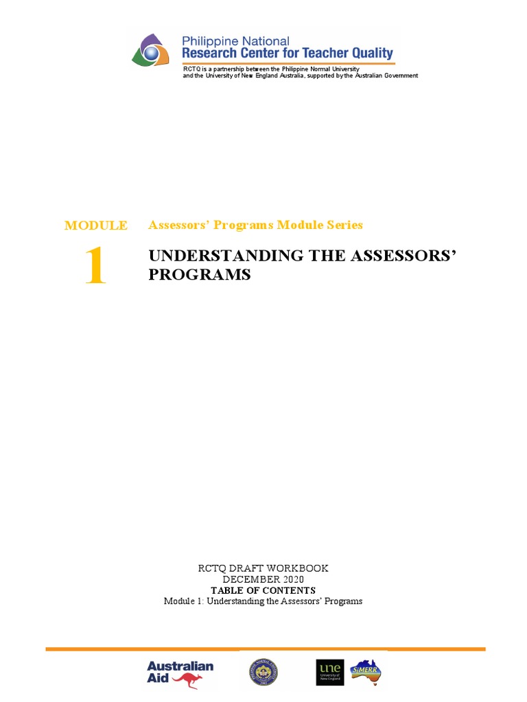 Module 1 Understanding The Assessors Programs | PDF | Educational ...