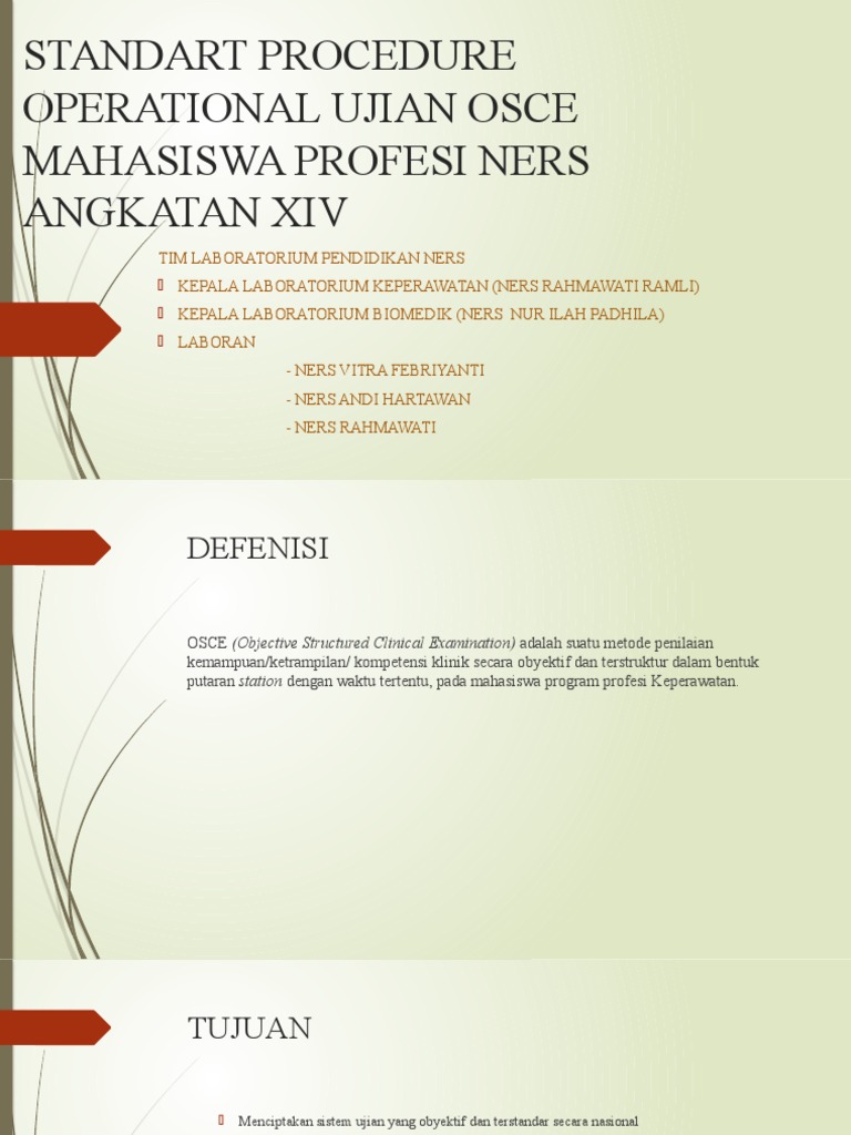 Standart Procedure Operational Ujian Osce Mahasiswa Profesi Ners | PDF