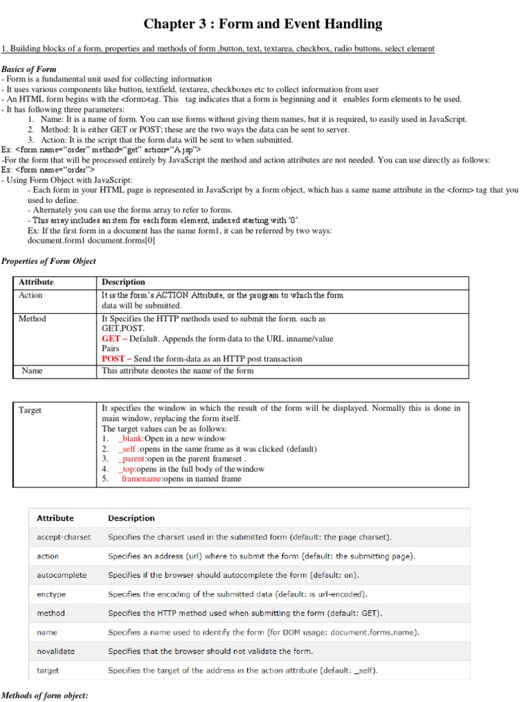 Chapter 3 Form and Event Handling | PDF | Html Element | Html