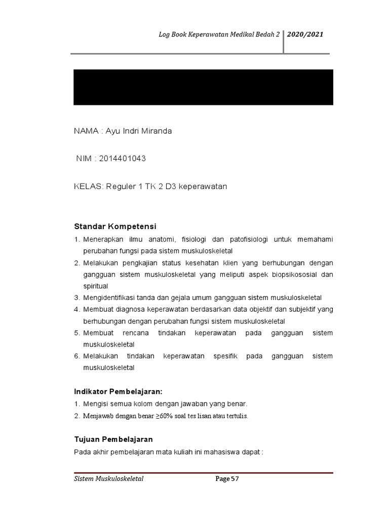 04-LOG BOOK (LKM) CA TULANG-1 - Restu Gentari - 85 | PDF