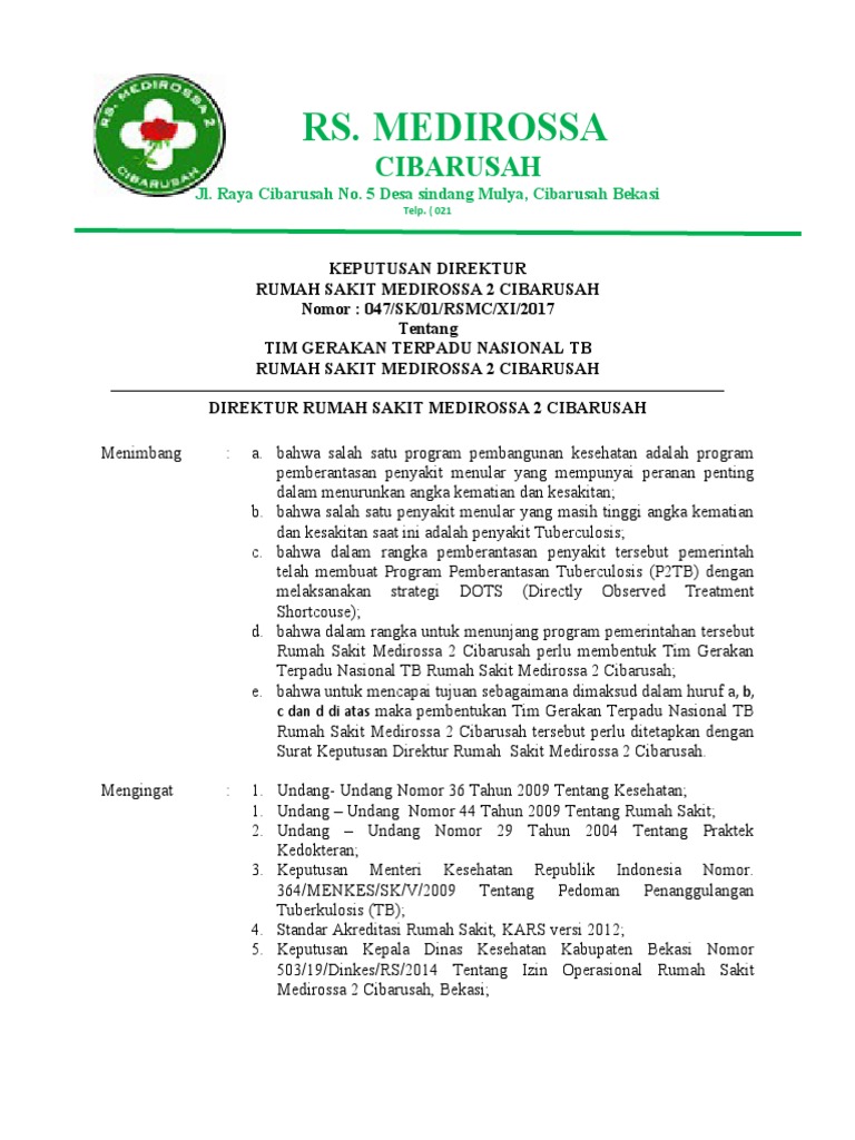 SK Gerakan Terpadu Nasional TB (DOTS) | PDF