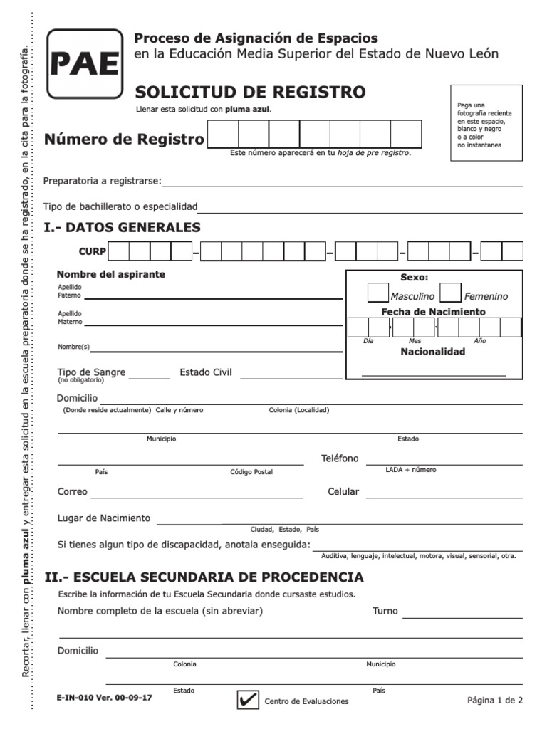 Ejemplo de Solicitud de Ingreso A La Preparatoria | PDF