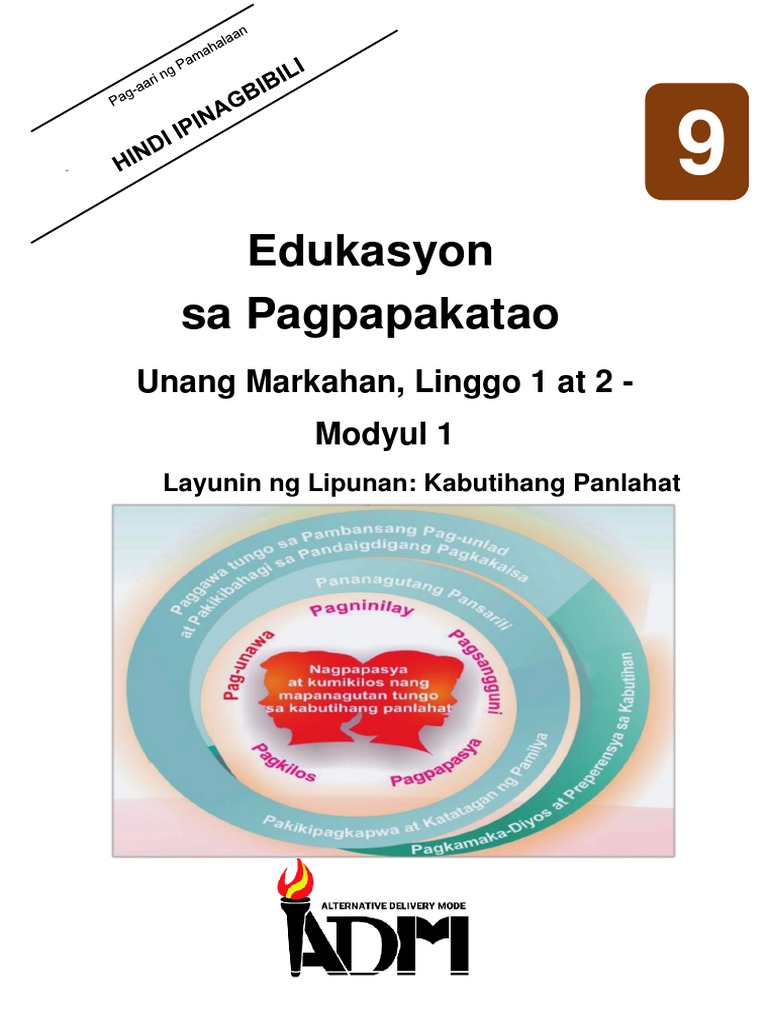 EsP 9 - Q1 - Mod1 - Layunin NG Lipunan Kabutihang Panlahat | PDF