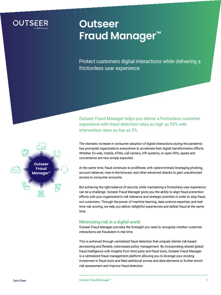 Outseer Data Sheet Fraud Manager | PDF | Authentication | Risk