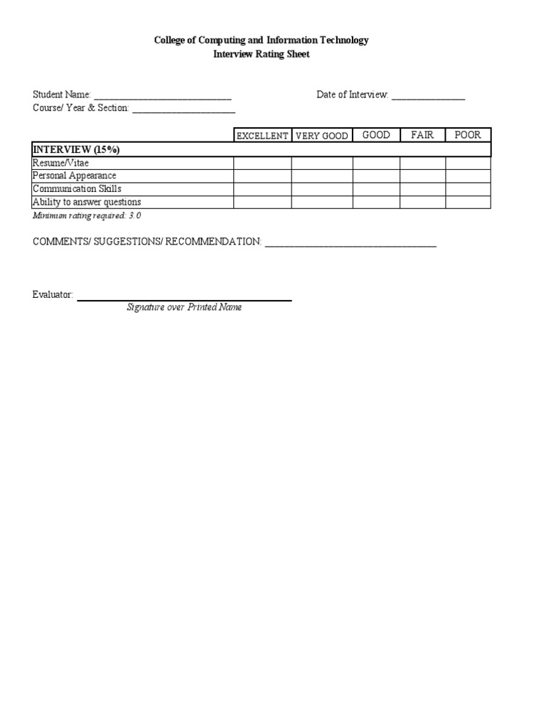 OJT Rating Sheet | PDF