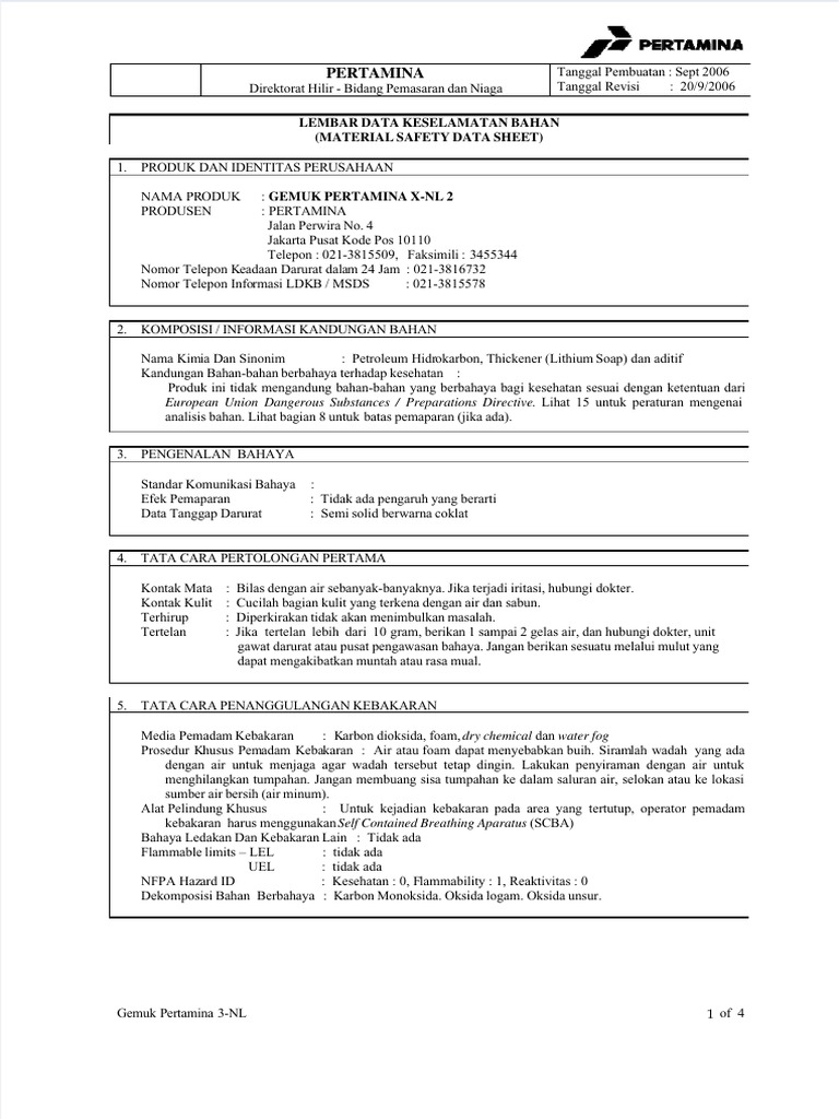 Dokumen - Tips - Msds Grease X NL 2 | PDF