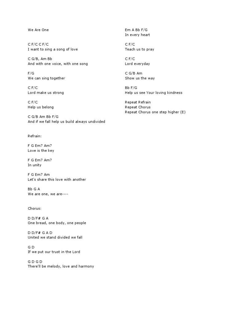 One Bread One Body Guitar Chords
