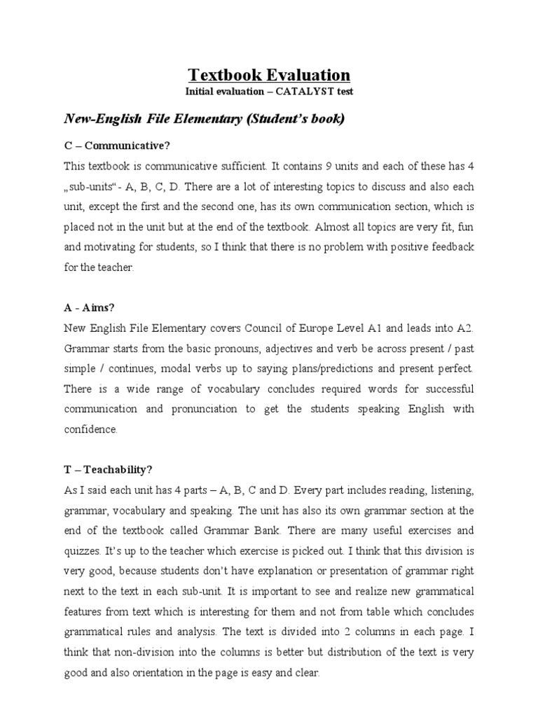 Textbook Evaluation | Download Free PDF | English Language | Grammar