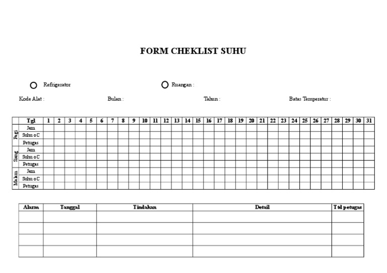 Form Checklist Suhu Ruangan Apotek | PDF