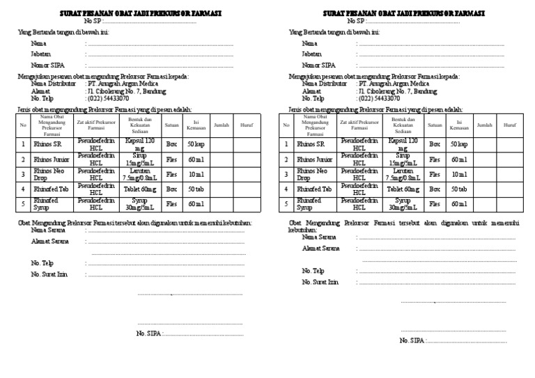 Pesanan Obat Prekursor Farmasi | PDF